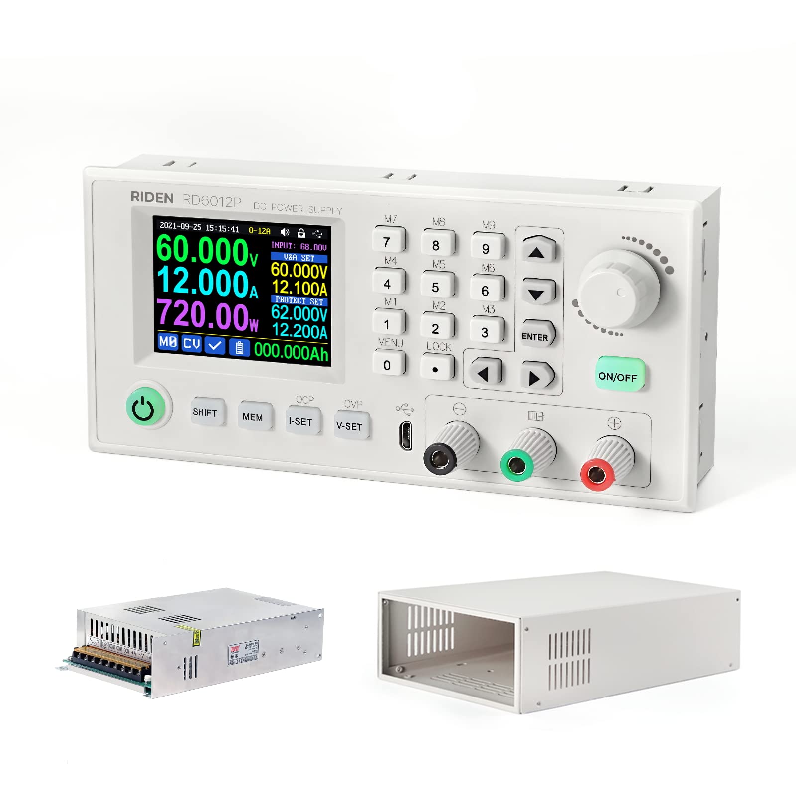 RD RD6012PW 5 Digit Dual Range DC to DC Step down Voltage Power Supply Adjustable Buck Converter Voltmeter 60V 12A (RD6012PW+800W PSU+ Case(Not assembled))