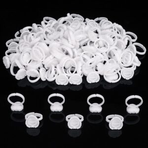 limko glue rings 100pcs cute glue cups eyelash glue holder makeup cup for lash extensions supplies (triangle white)