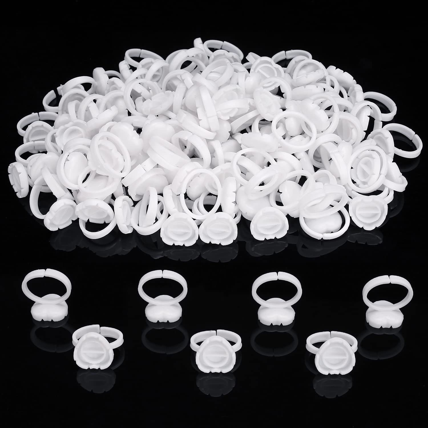 Limko Glue Rings 100PCS Cute Glue Cups Eyelash Glue Holder Makeup Cup for Lash Extensions Supplies (Triangle White)