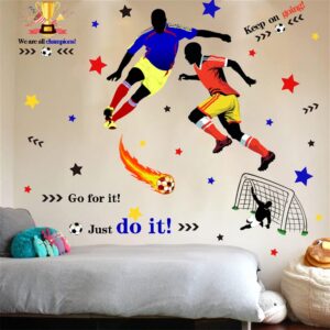 YXY LLC Soccer Football Wall Decals Stickers for Boys Room, Football Soccer Player Wall Stickers Decors for Boys Room Bedroom