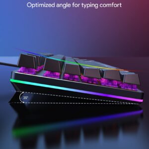 Aglaia Mechanical Gaming Keyboard, RGB Backlit 104 Keys Wired Keyboard Blue Switches, 12 Lighting Effects, Customizable Keys, Programmable Macro, Durable & Ergonomic for Windows Mac Computer Desktop