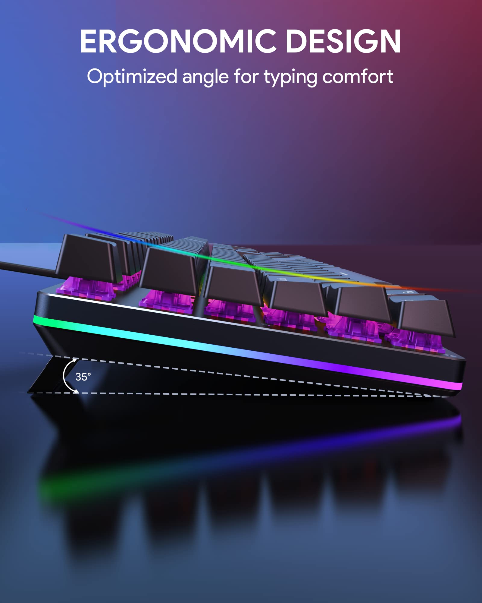 Aglaia Mechanical Gaming Keyboard, RGB Backlit 104 Keys Wired Keyboard Blue Switches, 12 Lighting Effects, Customizable Keys, Programmable Macro, Durable & Ergonomic for Windows Mac Computer Desktop