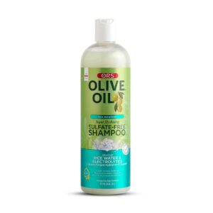 ors olive oil max moisture super hydrating sulfate-free shampoo, infused with rice water and electrolytes for supercharged hydration & growth 16.0 ounce (1)