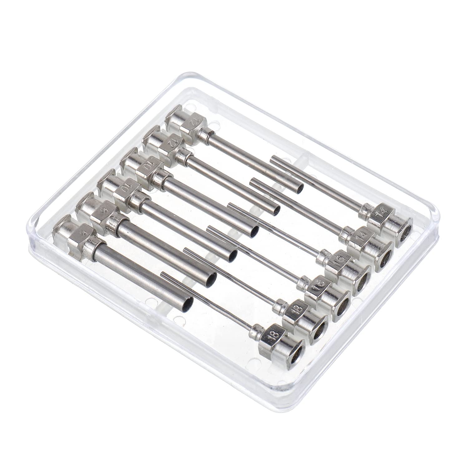 BOJACK 12 Pcs Dispensing Needle Tips 1 Inch Stainless Steel Blunt Tip Luer Lock Stainless Steel Blunt Needles (8, 10, 12, 14, 16, 18 Gauge)