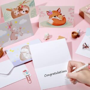 24 Pack New Baby Card Baby Congratulations Cards with Envelopes Set, 6 Designs Cute Animal Baby Card for Baby Shower to Welcome a New Baby Boy or Girl Greeting Note Cards