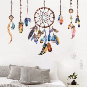 dream catcher wall stickers decals,yxy llc dream catcher feathers wall stickers for bedroom kids room decoration (dream catcher)