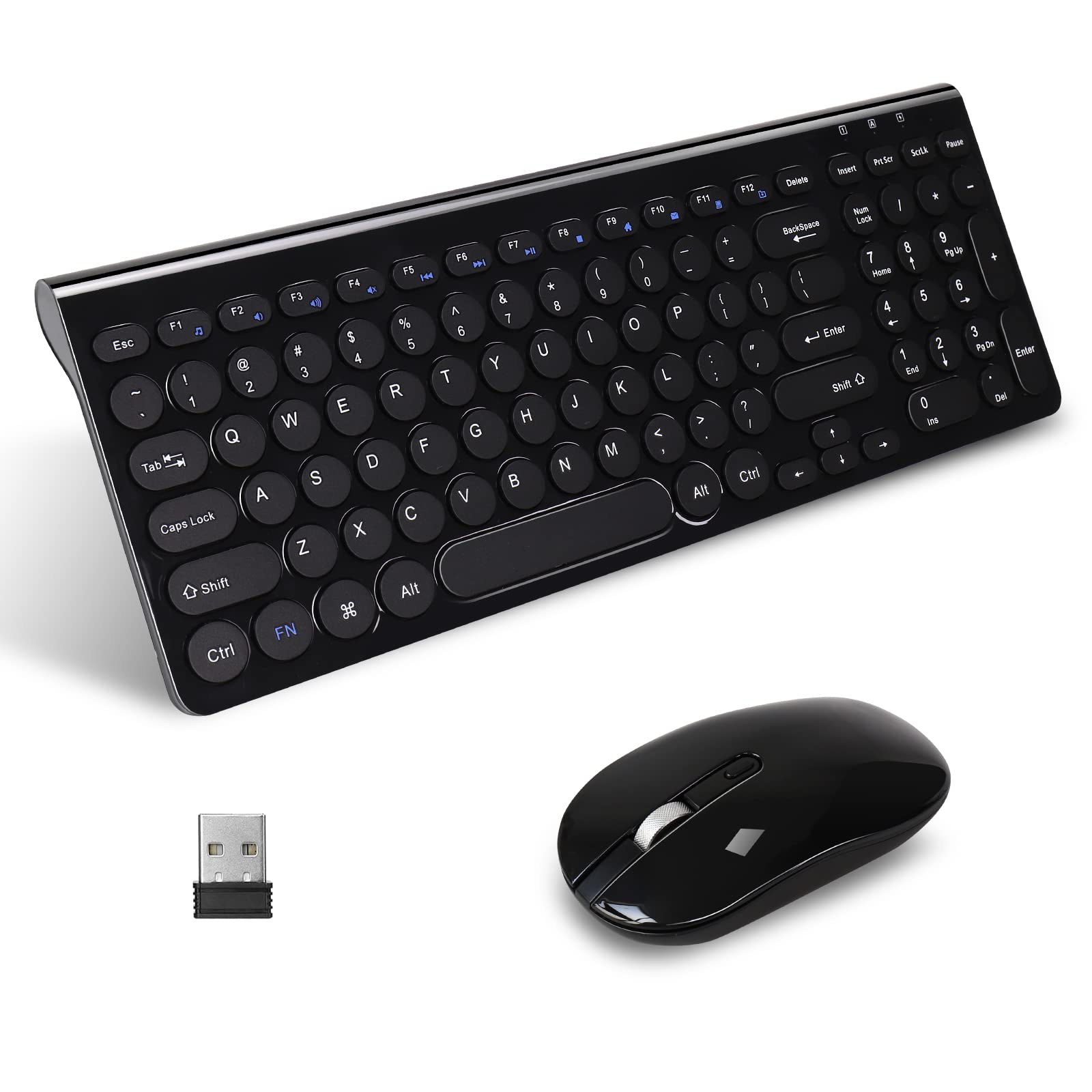 MEANHIGH Wireless Keyboard and Mouse Combo, 2.4G Cordless Mouse and Keyboard Set with Numeric Keypad, Ultra-Slim, Compact, Quiet, Full Size for Windows, Mac, Computer, Desktop, PC, Notebook, Laptop