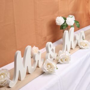 henzxi mr & mrs sign for wedding table, large mr and miss wooden letters, wedding table decorations, anniversary party valentine's day decor (white)