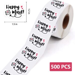 WHING Cute Happy Mail 1.5 Inch Thank You Stickers Labels, Small Business Online Shop Packaging Idea Sticker, 500pcs