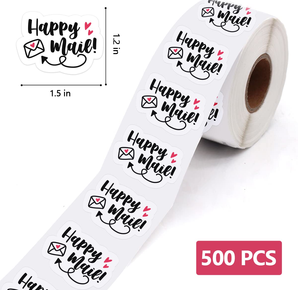 WHING Cute Happy Mail 1.5 Inch Thank You Stickers Labels, Small Business Online Shop Packaging Idea Sticker, 500pcs