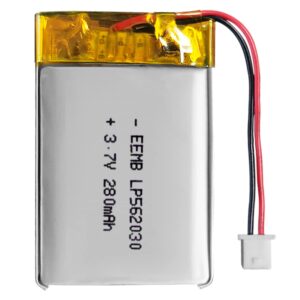 eemb lithium polymer battery 3.7v 280mah 562030 lipo rechargeable battery pack with wire molex connector for dashcam bluetooth speaker - confirm device & connector polarity before purchase