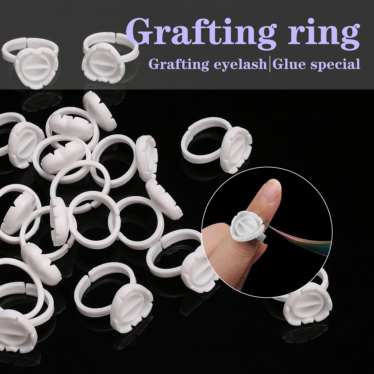 Limko Glue Rings 100PCS Cute Glue Cups Eyelash Glue Holder Makeup Cup for Lash Extensions Supplies (Triangle White)