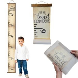 canvas growth chart for wall nursery decor - gender neutral growth chart for kids - ready to hang kids height wall chart - height chart for kids - kids growth chart wall hanging - growth chart canvas