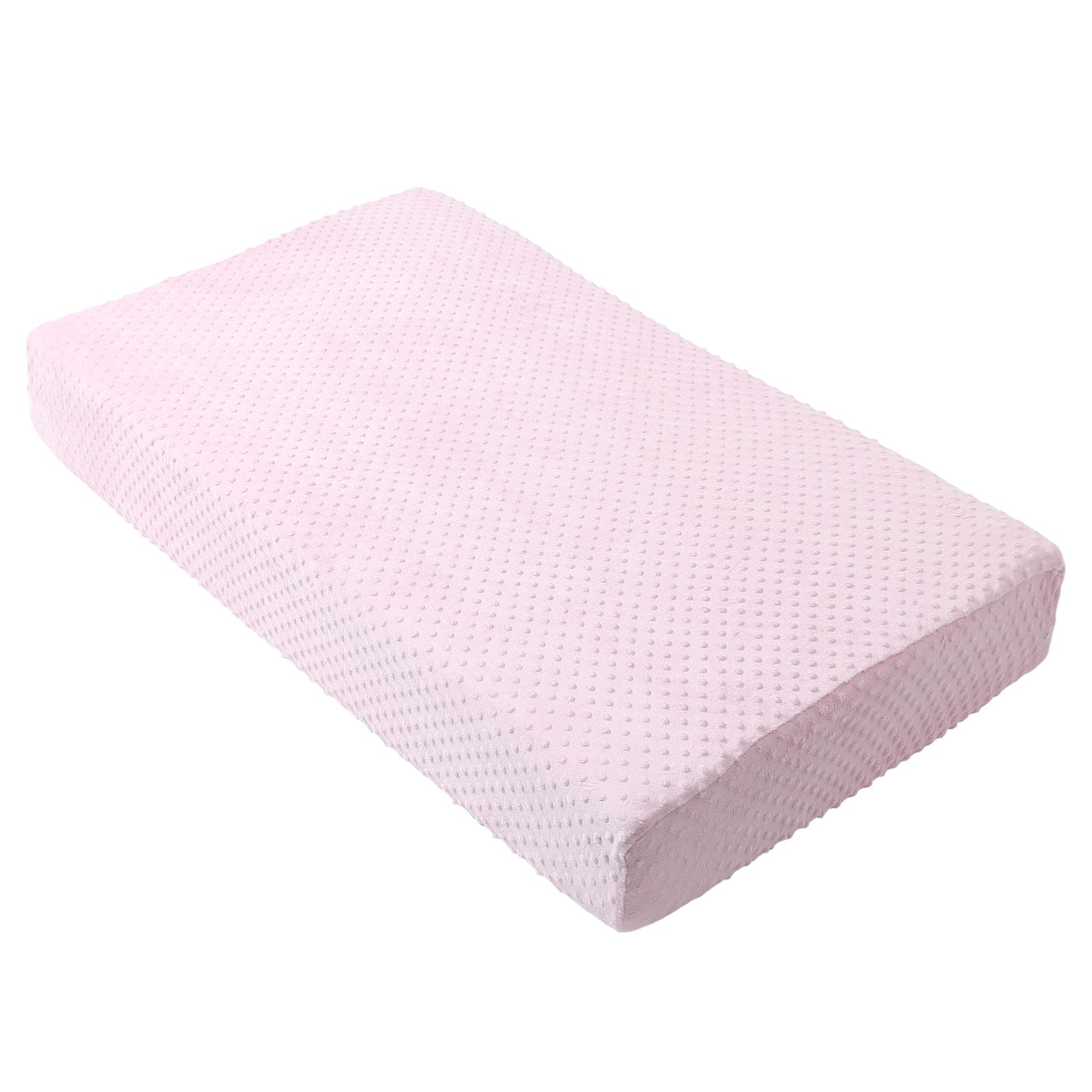 DONOMILO Crib Mattress Protector, suitable for 52inch×28inch Standard Crib, Minky Dots Fabric Super Soft Anti Slip Durable Toddler Crib Mattress Pad Cover, for Baby Boy Baby Girls (Blushing Bride)