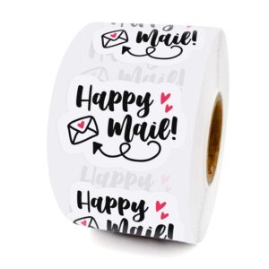 whing cute happy mail 1.5 inch thank you stickers labels, small business online shop packaging idea sticker, 500pcs