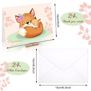 24 Pack New Baby Card Baby Congratulations Cards with Envelopes Set, 6 Designs Cute Animal Baby Card for Baby Shower to Welcome a New Baby Boy or Girl Greeting Note Cards