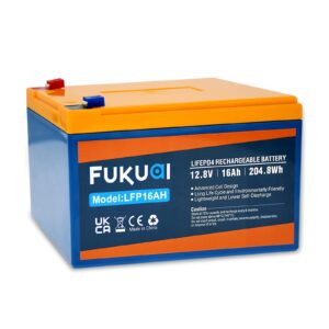 fukuai 12v 16ah lifepo4 battery, 2000+ deep cycle rechargeable battery built-in bms, compatible with fish finder, trolling motors, boat, solar system, ups and more