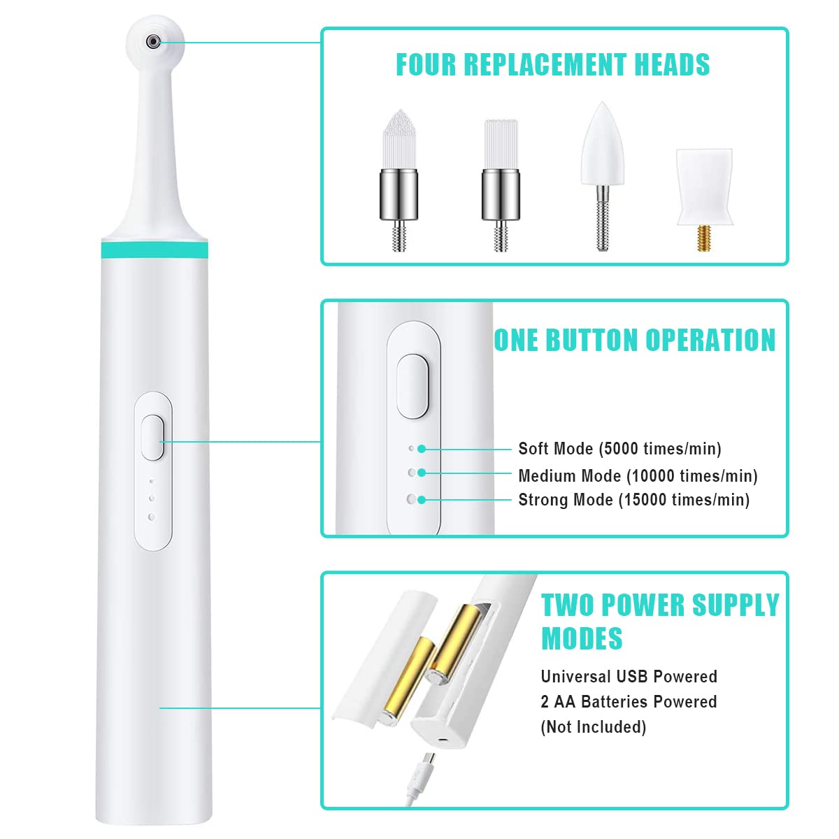 Electric Tooth Polisher, Household Dental Tartar Calculus Remover for Fighting Tooth Smoke and Tea Stains Teeth Whitening Cleaning Kit for People and Pet Dog