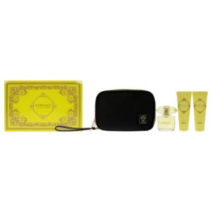 versace versace yellow diamond women 3oz edt spray, 3.4oz shower gel, 3.4oz body lotion, bag 4 pc gift set