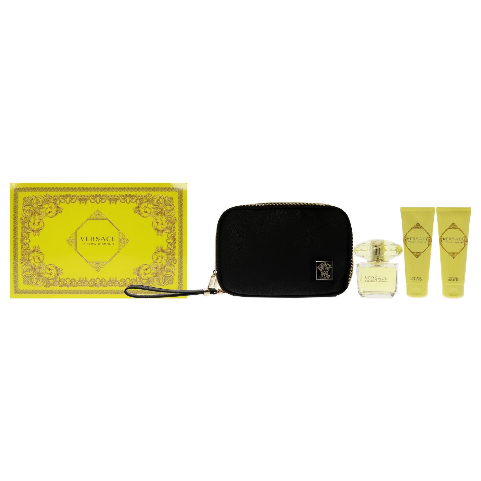 Versace Versace Yellow Diamond Women 3oz EDT Spray, 3.4oz Shower Gel, 3.4oz Body Lotion, Bag 4 Pc Gift Set