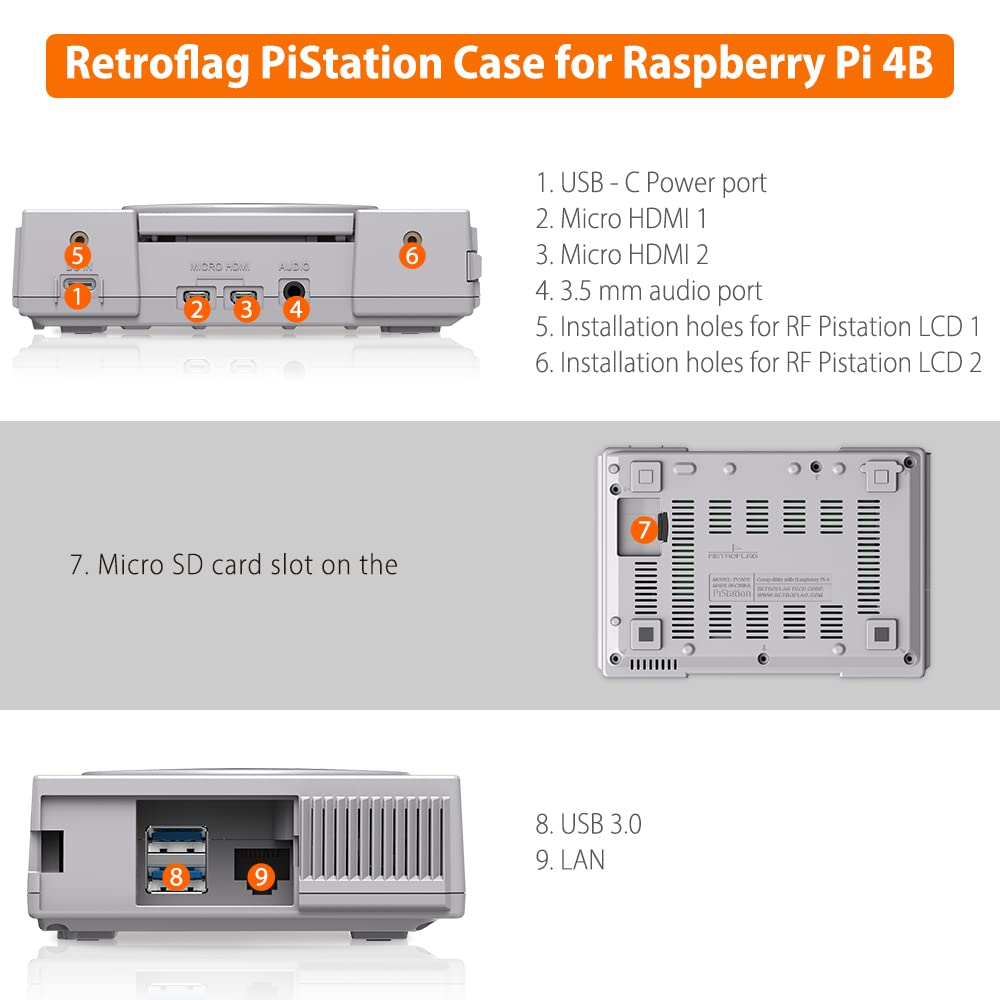 GeeekPi Raspberry Pi 4 4GB Kit, Retroflag PiStation Case with 5V 3A Power Supply, 32GB Card, 2PCS USB Wired Controllers, HDMI Cable, Case with Fan for Raspberry Pi 4B (4GB RAM)