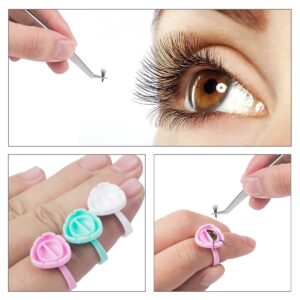 Limko Glue Rings 100PCS Cute Glue Cups Eyelash Glue Holder Makeup Cup for Lash Extensions Supplies (Triangle White)