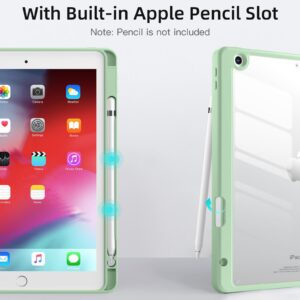 Wenlaty Compatible with iPad 9th /8th /7th Generation Case(2021/2020/2019), Full Body Protective Case with Pencil Holder, Clear Case Designed for iPad 10.2 Inch, Auto Sleep/Wake Cover, Mint Green