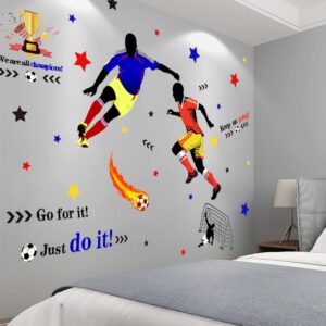 yxy llc soccer football wall decals stickers for boys room, football soccer player wall stickers decors for boys room bedroom