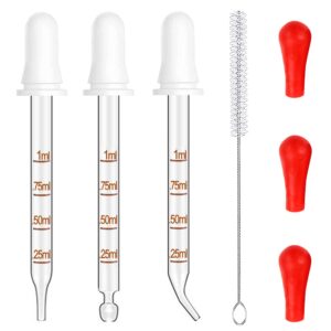 p-abc 2pcs droppers pipettes, 1ml essential oil dropper, glass liquid droppers,straight tip calibrated glass dropper (straight tip droppers)