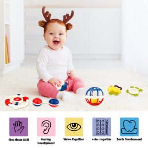 Baby Toys 6 to 12 Months, Tinabless 12pcs Baby Rattle Toys Infant Toys Teething Toys for Babies 6-12 Months, Baby Toys 3-6 Months Newborn Toy Baby Gifts