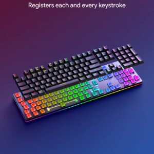 Aglaia Mechanical Gaming Keyboard, RGB Backlit 104 Keys Wired Keyboard Blue Switches, 12 Lighting Effects, Customizable Keys, Programmable Macro, Durable & Ergonomic for Windows Mac Computer Desktop