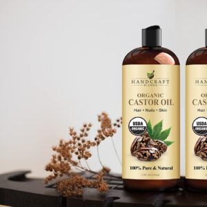 Handcraft Blends Organic Castor Oil in Plastic Bottle - 12 Fl Oz -100% Pure and Natural - Premium Grade Oil for Hair Growth, Eyelashes and Eyebrows - Carrier Oil - Expeller-Pressed and All Natural