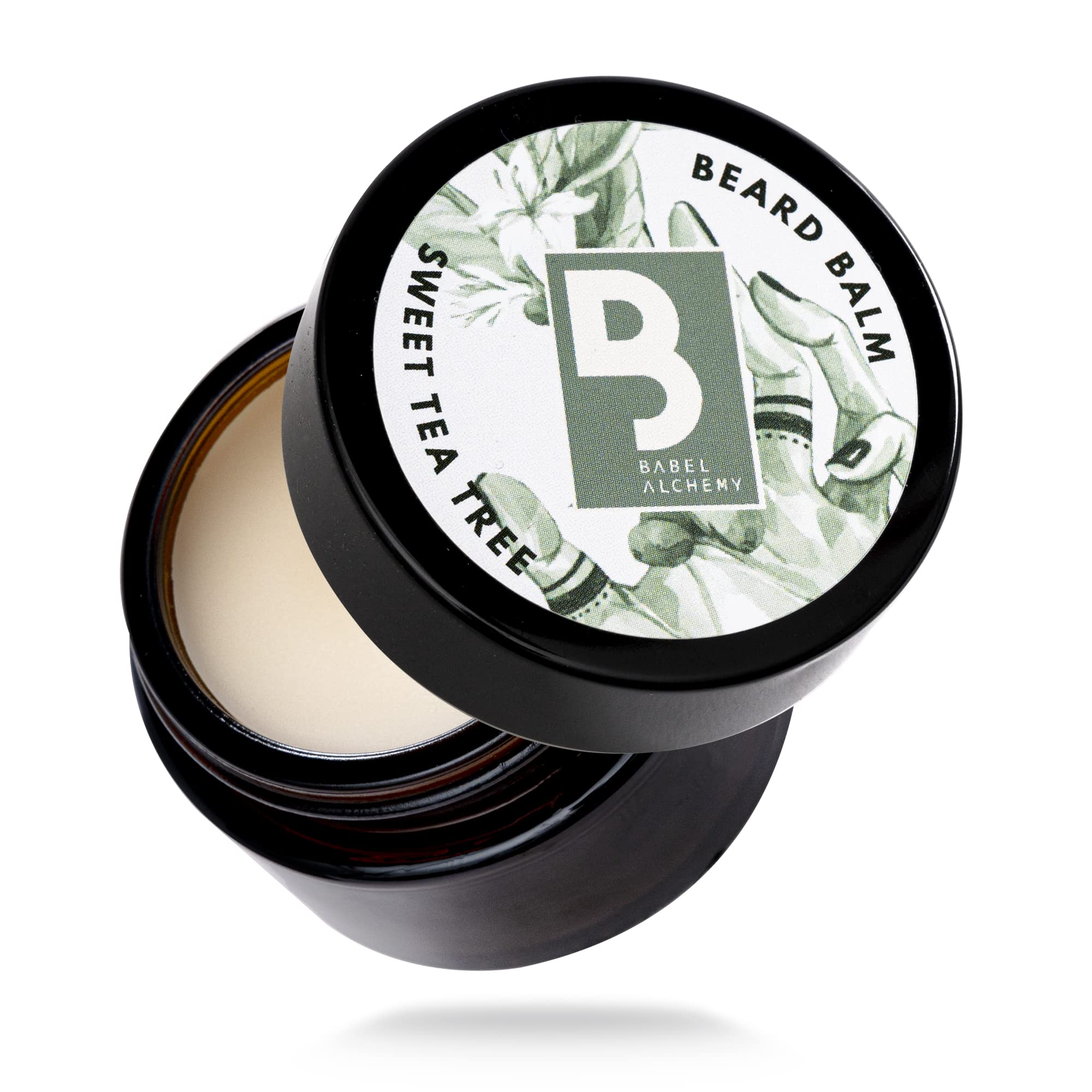 Babel Alchemy Beard Balm and Conditioner - All Natural Organic Grooming Beeswax Balm for Leave-In Conditioning, Styling, Softening, and Promoting Growth (Sweet Tea Tree)