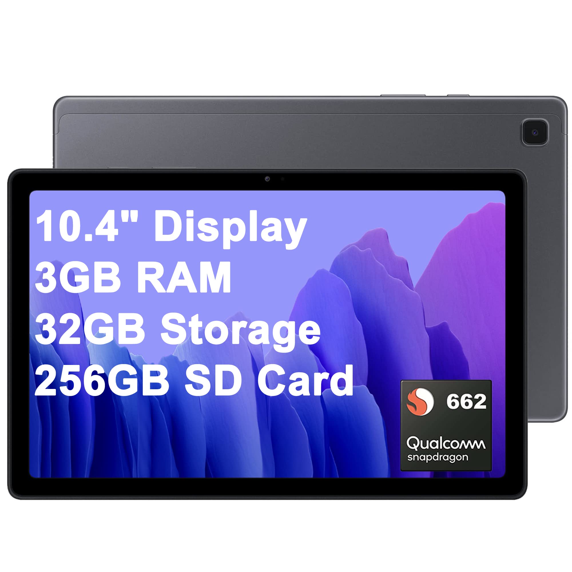 SAMSUNG Galaxy Tab A7 Tablet Computer 10.4" WUXGA+ Display 8-Core Qualcomm Snapdragon 662 3GB RAM 32GB Storage + 256GB SD Card Bluetooth v5.0 Dolby Atmos Camera Android OS Grey