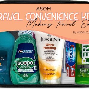 Asom Toiletry Travel Kit - 20 Piece TSA Approved Personal Care & Hygiene Essentials Set for Men & Women, Pre-Filled Convenience for Travel, Airplane Carry-On Ready.