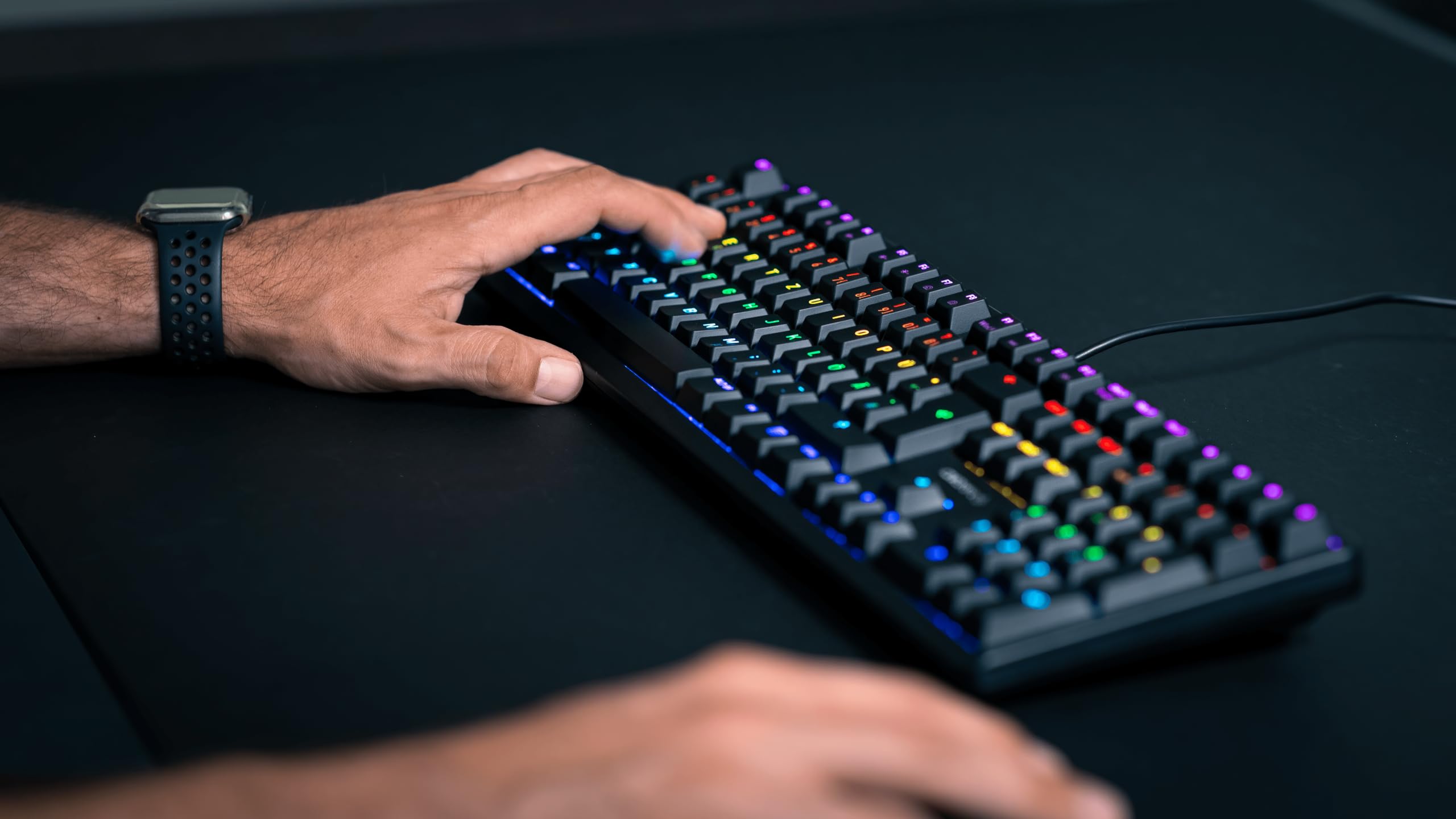 Cherry MX RGB Mechanical Keyboard with MX Red Silent Gold-Crosspoint Key switches for typists, Programmers, Creator, Coder, Work in The Office or at Home G80-3000N RGB (Full Size)