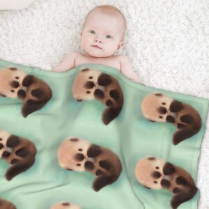 ISMV Swaddle Blankets Baby Sea Otters in Green Newborn Blanket Baby Blanket Comfy Nursing Blanket Durable Receiving Blanket for Baby Girl Or Boy