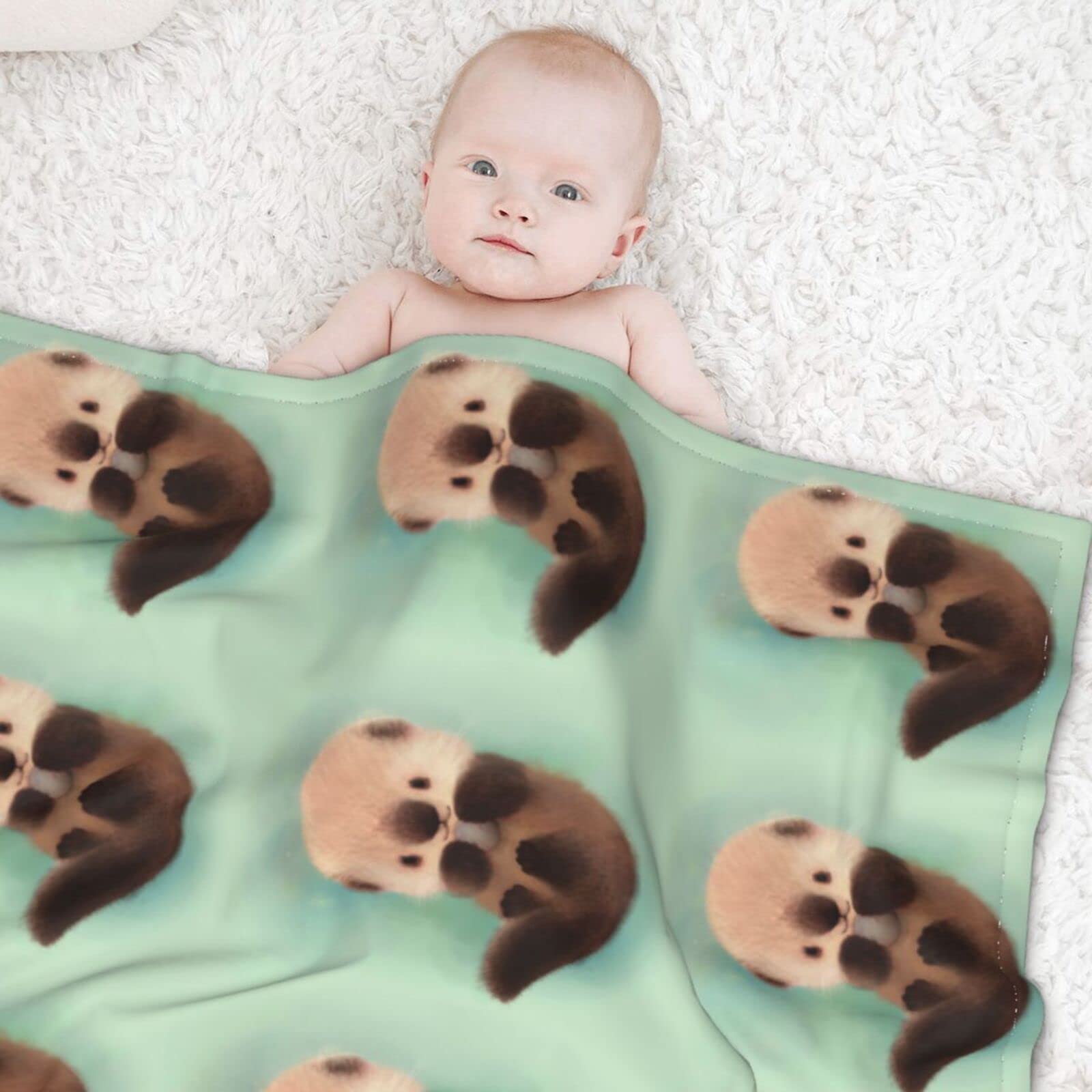 ISMV Swaddle Blankets Baby Sea Otters in Green Newborn Blanket Baby Blanket Comfy Nursing Blanket Durable Receiving Blanket for Baby Girl Or Boy