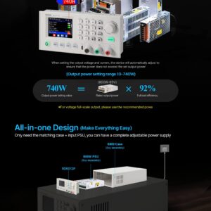 RD RD6012PW 5 Digit Dual Range DC to DC Step down Voltage Power Supply Adjustable Buck Converter Voltmeter 60V 12A (RD6012PW+800W PSU+ Case(Not assembled))