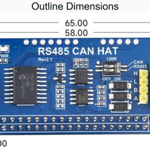 for Raspberry Pi,RS485 CAN HAT for Pi 4B/3B+/3B/2B/B+/A+/Zero/Zero W/WH/ 2W/2WH,RS485 CAN HAT Long-Distance Communication via RS485/CAN Functions MCP2515 CAN Controller SPI Interface