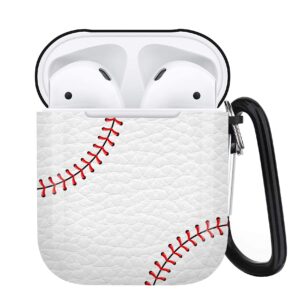 baseball print airpods case compatiable with airpods 1&2 - airpods cover with key chain, full protective durable shockproof personalize wireless headphone case