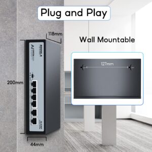 SODOLA 4 Port PoE+ Switch | 4 PoE+ Ports &2 Fast Ethernet uplink,65W 802.3af/at, Extend Function, Fanless Metal,Plug & Play Unmanaged Network Switch