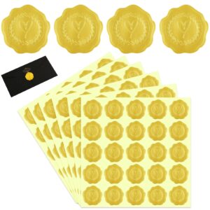 luter 14 sheets 350pcs gold heart envelope seals stickers, embossed wedding invitation stickers self-adhesive seal labels for greeting cards and party favors(gold)