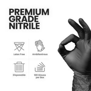 Heavy Duty Black Nitrile Gloves - 6 Mil Nitrile Gloves, Black Tattoo Gloves, Cleaning, Cooking, Mechanic, Medical Gloves