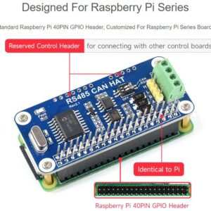 for Raspberry Pi,RS485 CAN HAT for Pi 4B/3B+/3B/2B/B+/A+/Zero/Zero W/WH/ 2W/2WH,RS485 CAN HAT Long-Distance Communication via RS485/CAN Functions MCP2515 CAN Controller SPI Interface