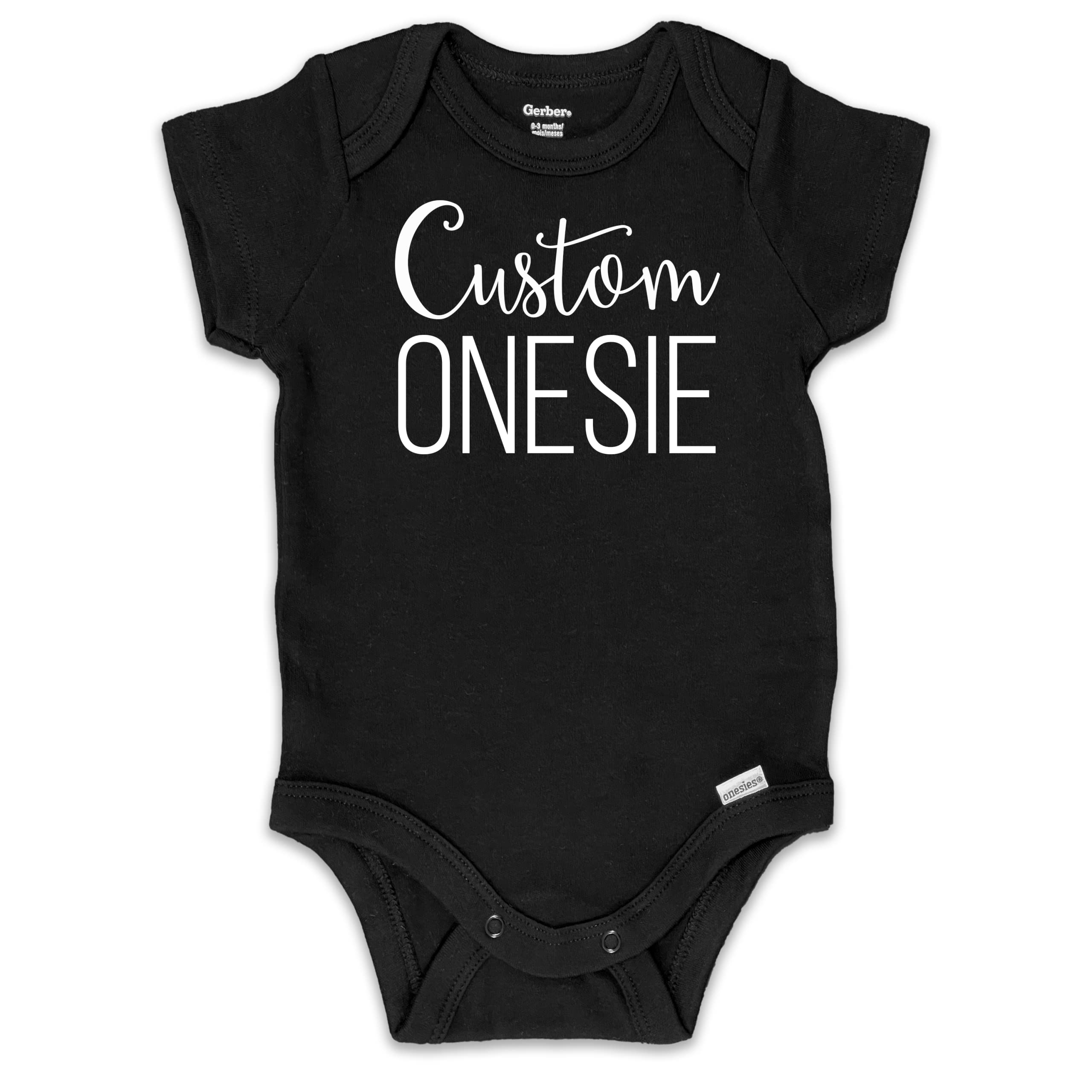 Kate & Meri Custom Onesie© / Bodysuit | Personalized Baby Onesie (3-6M, Black)