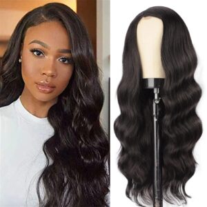 n nayasa long black wavy wigs for women side part black wig natural looking synthetic heat resistant fiber wigs hair for daily party use (2#)