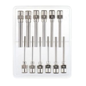 BOJACK 12 Pcs Dispensing Needle Tips 1 Inch Stainless Steel Blunt Tip Luer Lock Stainless Steel Blunt Needles (8, 10, 12, 14, 16, 18 Gauge)