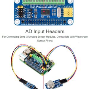 High-Precision AD HAT ADS1263 10-Channel 32-Bit ADC SPI Bus Low Noise Low Temperature Drift,for Raspberry Pi 4B/3B+/3B/2B/Zero/Zero W/Zero WH/2W and Jetson Nano