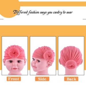 6 Pieces Baby Turban Hats Cotton Infant Knot Turbans Newborn Boys Girls Beanies Headwraps Toddler Kids Cap 0-1 Years